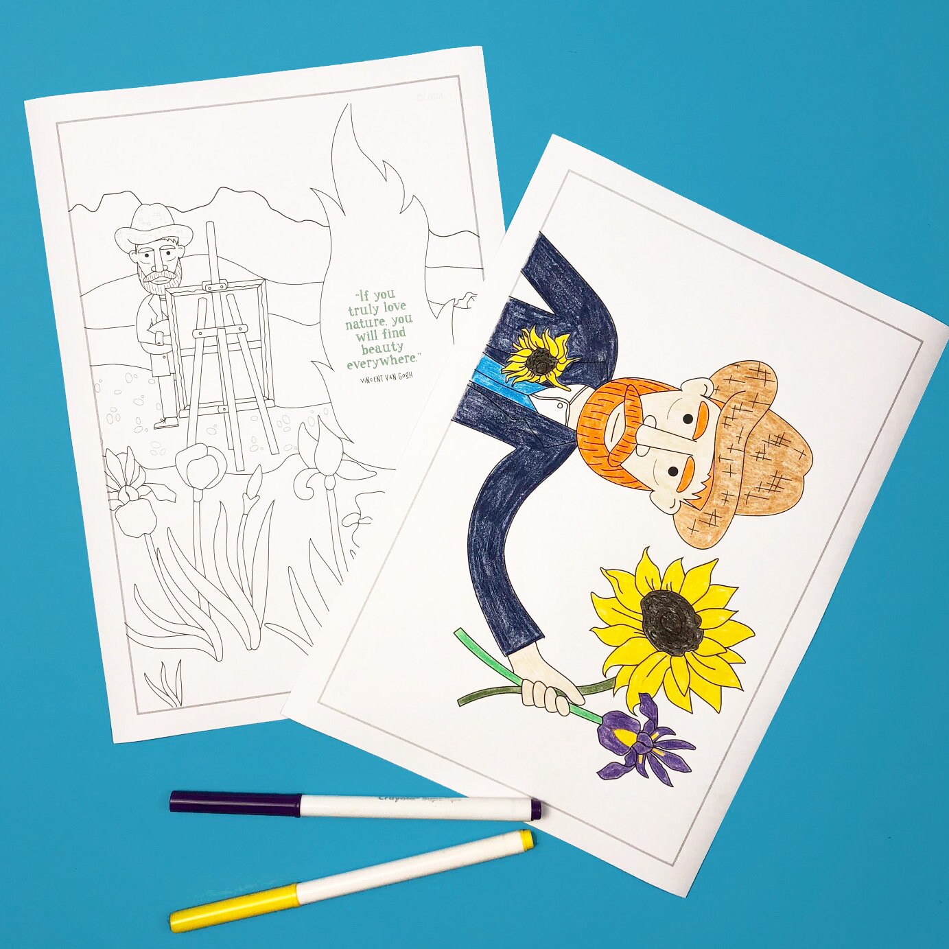 Vincent Van Gogh Colouring Pages printable Coloring - Etsy