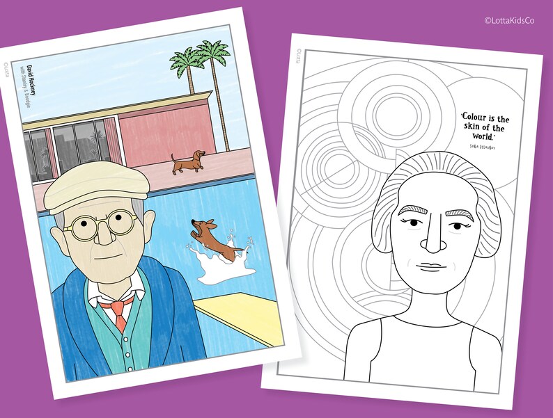 Famous Artist Coloring Pages 4 rousseau, Lichtenstein, Hockney, Frida ...