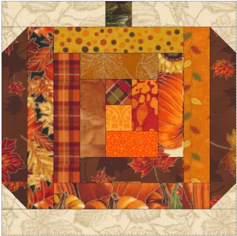 Log Cabin Pumpkin Quilt Block Pattern Download - Etsy