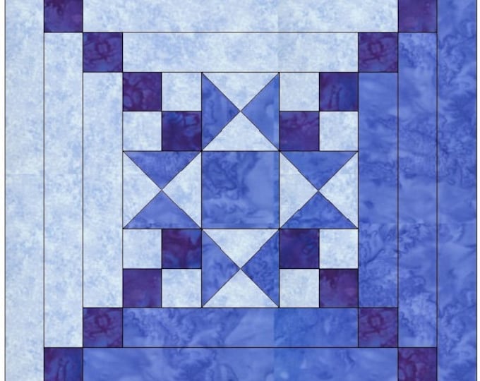Star Center Log Cabin Quilt Block Pattern Download - Etsy