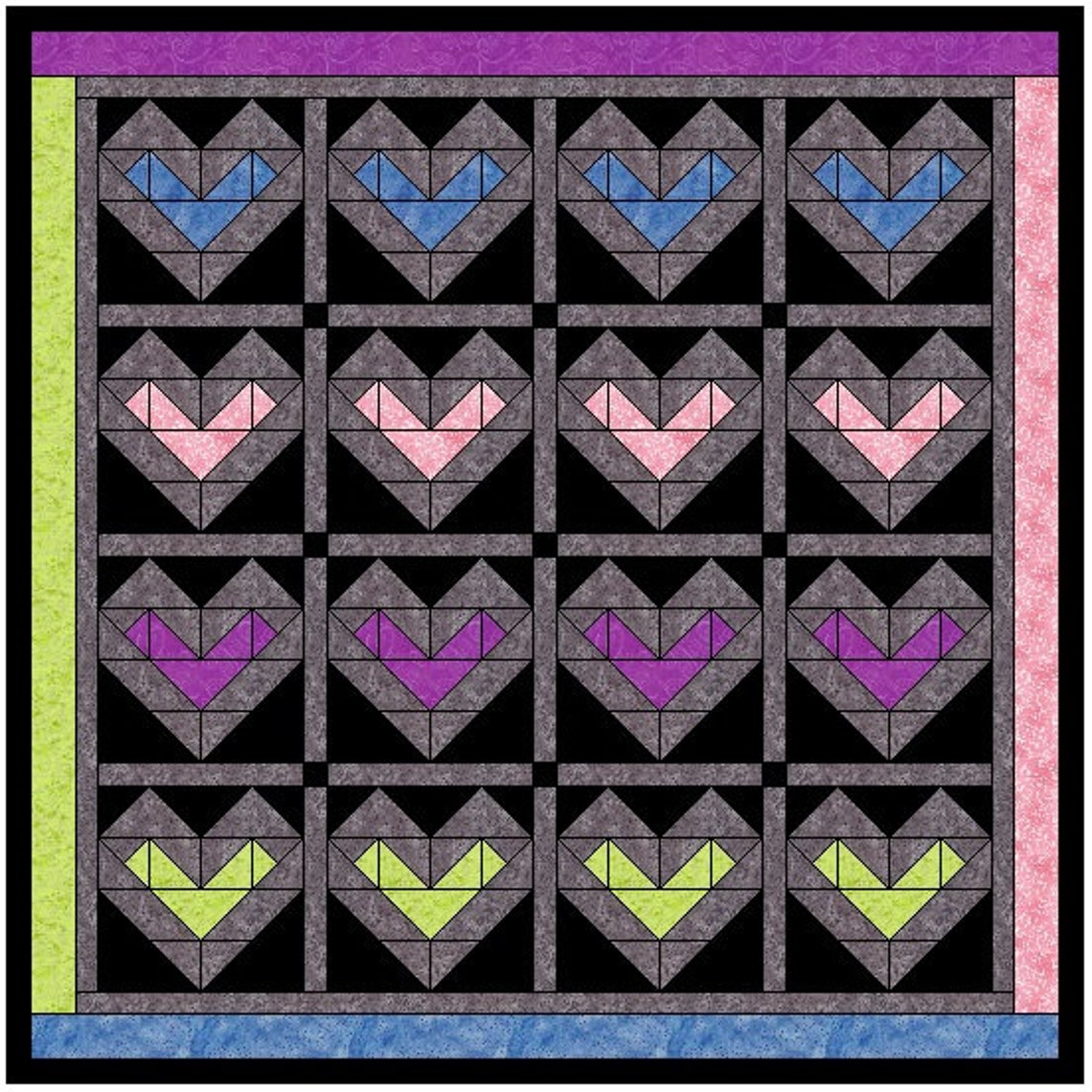 Filled Heart Quilt Block Pattern Download - Etsy Canada
