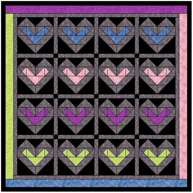 Filled Heart Quilt Block Pattern Download - Etsy
