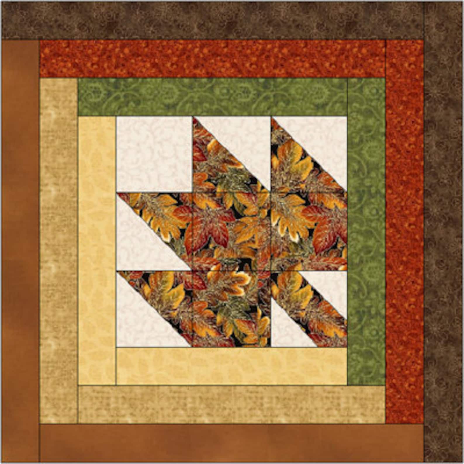 Maple Leaf Log Cabin Quilt Block Pattern Download - Etsy