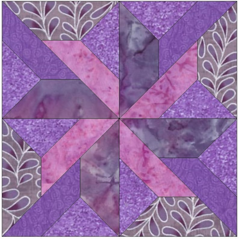 Pinwheel With a Twist Quilt Block Pattern Download - Etsy