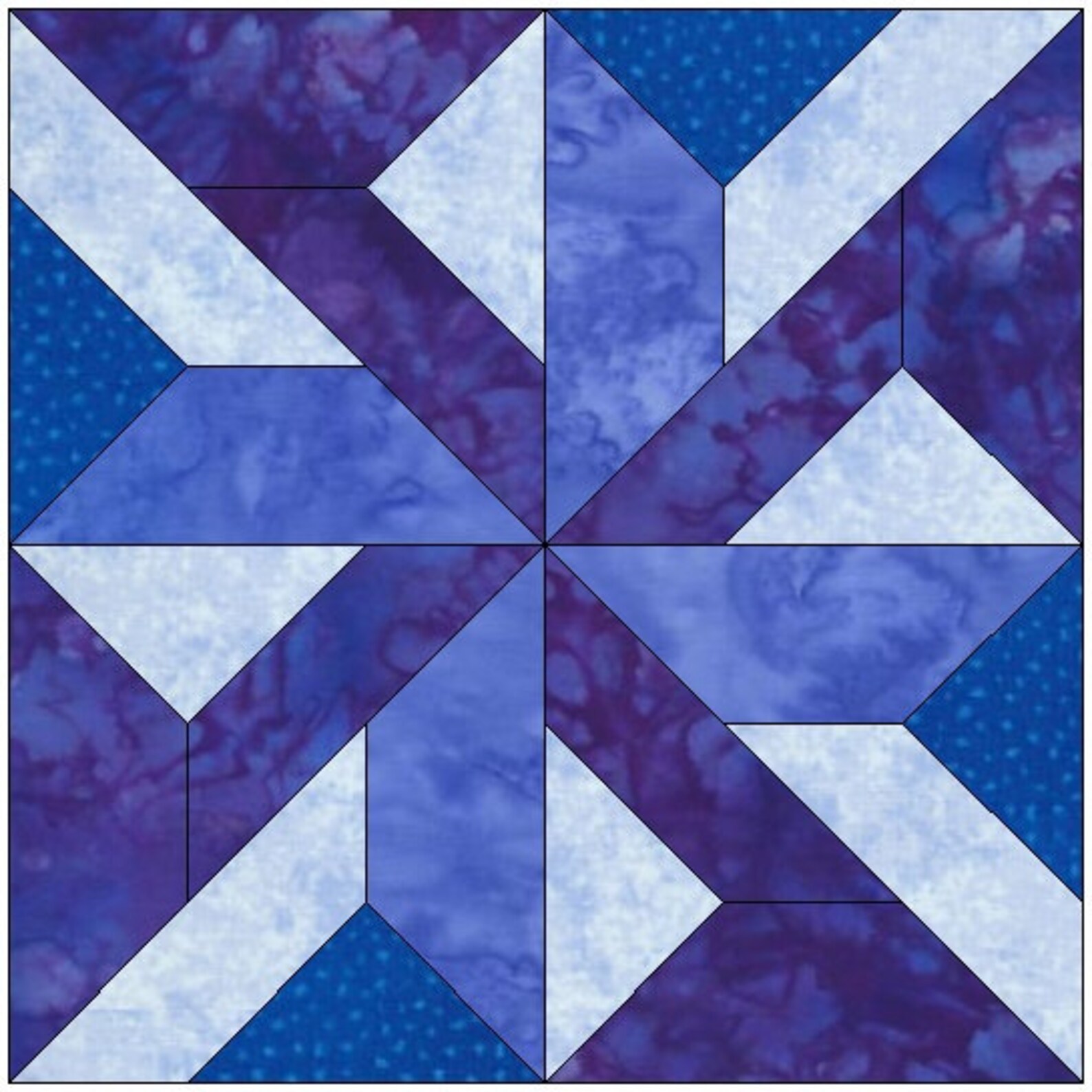 Pinwheel With a Twist Quilt Block Pattern Download - Etsy