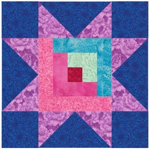 Log Cabin Star Quilt Block Pattern Download - Etsy