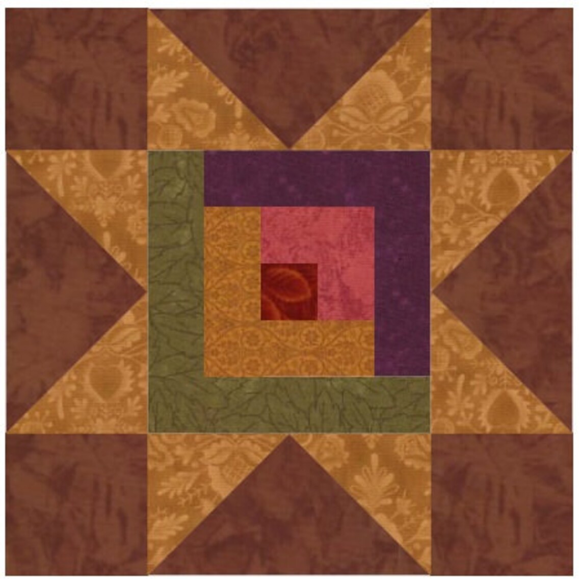 Log Cabin Star Quilt Block Pattern Download - Etsy