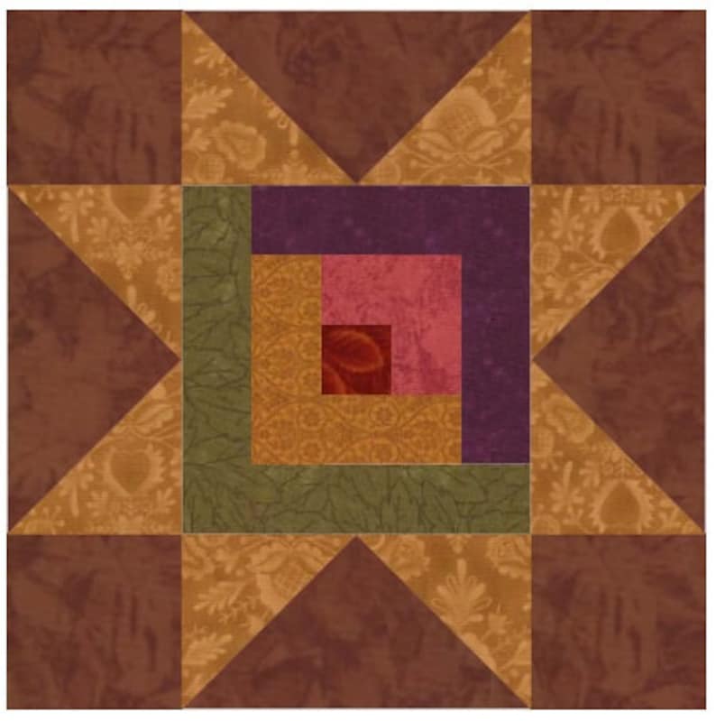 Log Cabin Star Quilt Block Pattern Download - Etsy