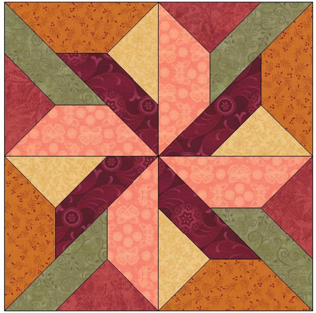 Pinwheel With a Twist Quilt Block Pattern Download - Etsy