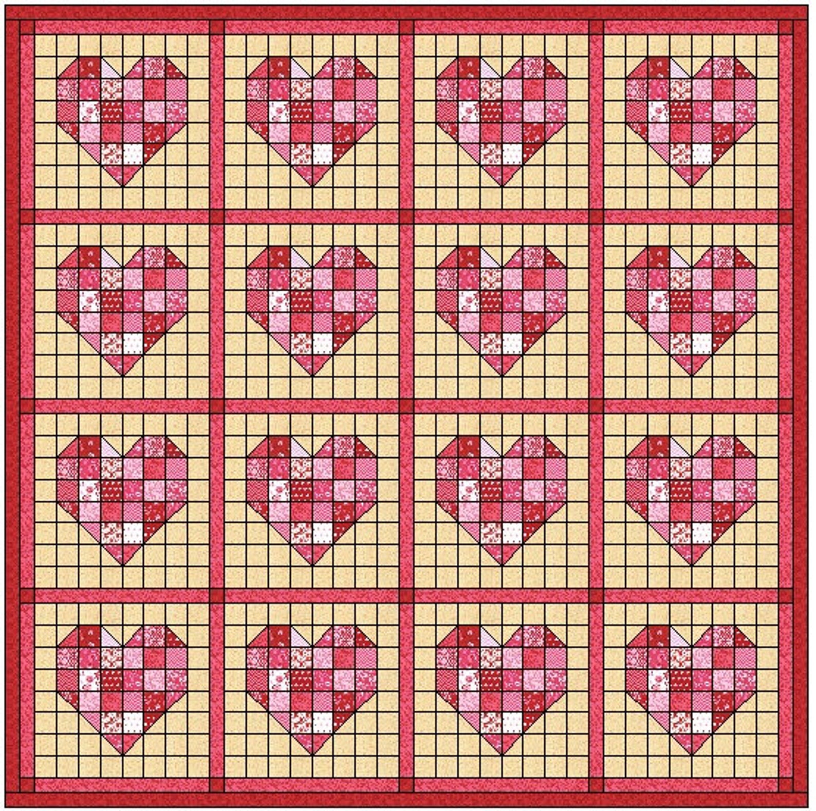 Scrappy Heart Quilt Block Pattern Download - Etsy Scrappy Heart Quilt Block Pattern Download - Etsy