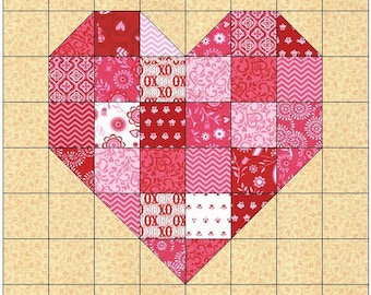 Log Cabin Heart Quilt Block Pattern Download | Etsy