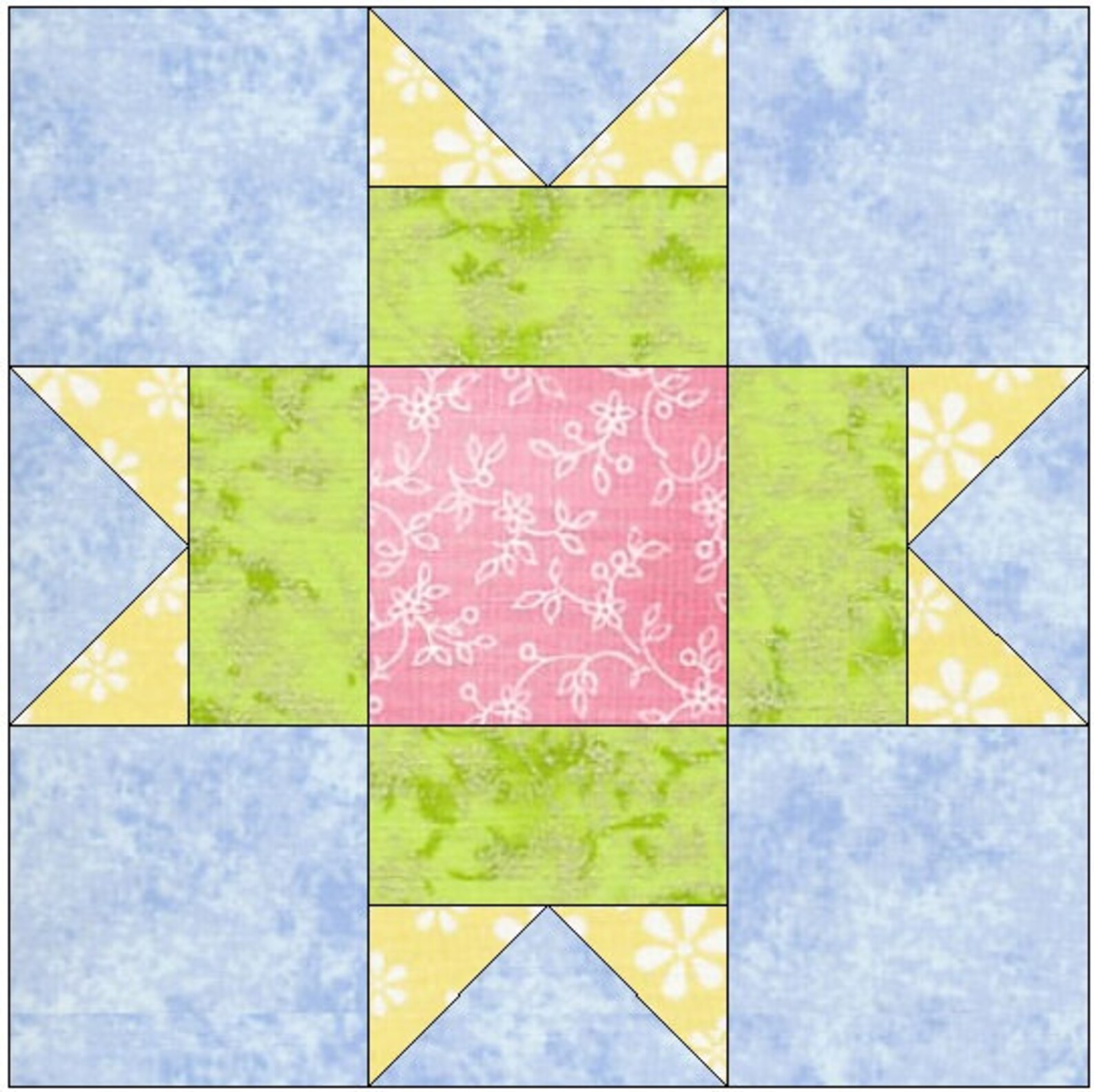 Points on Square Quilt Block Pattern Download | Etsy