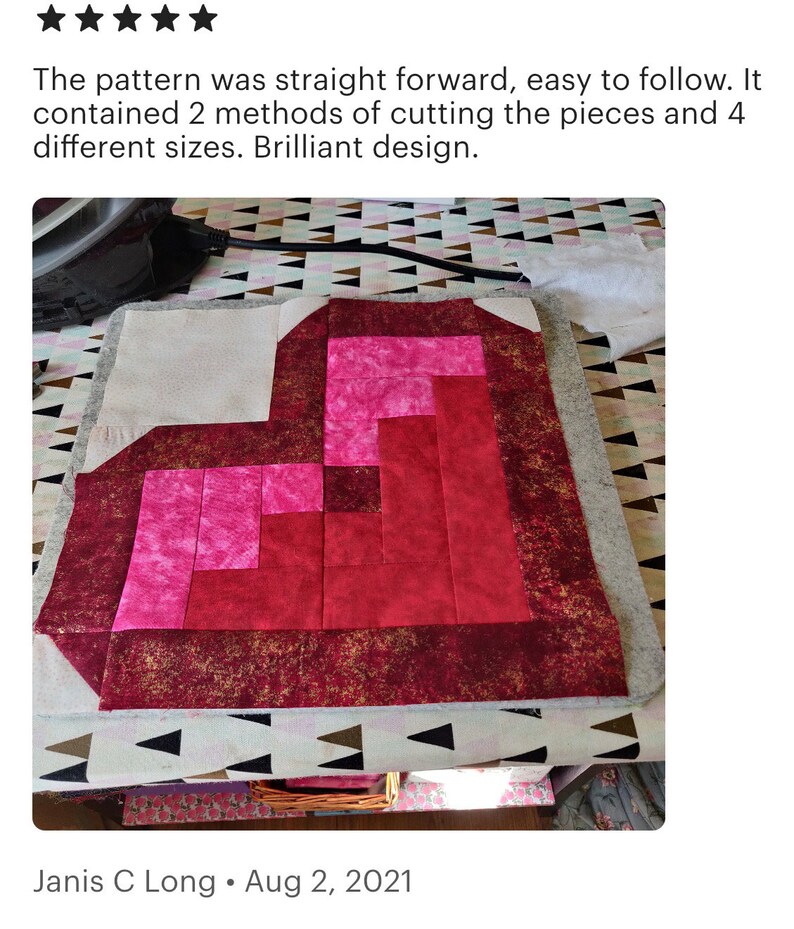 Log Cabin Heart Quilt Block Pattern Download - Etsy