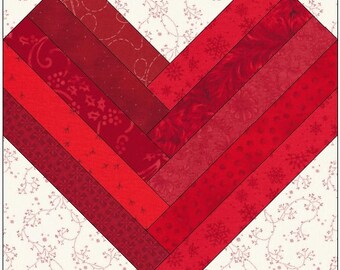 Log Cabin Heart Quilt Block Pattern Download | Etsy