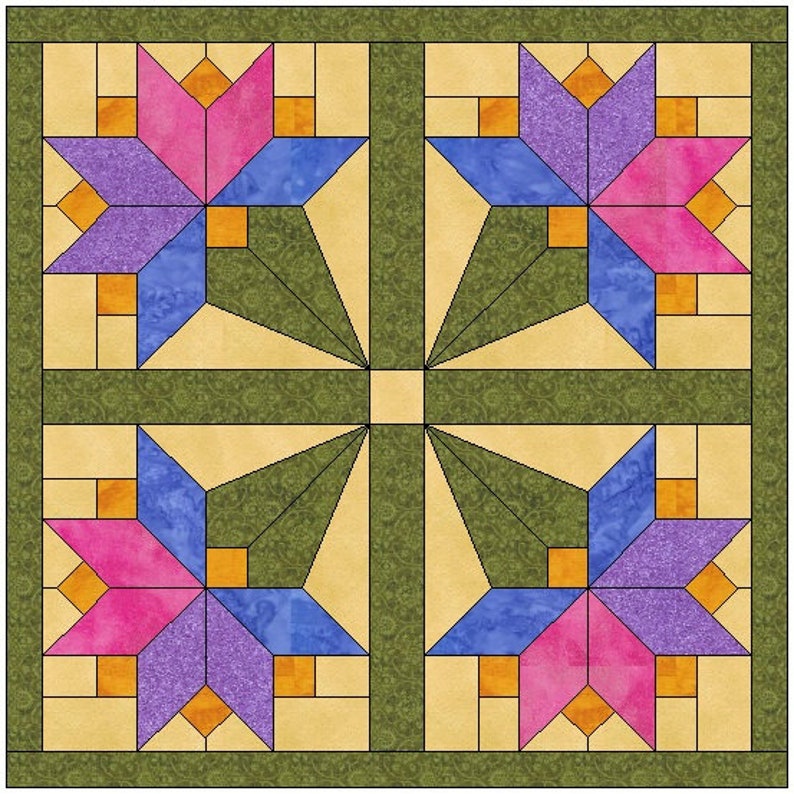 Floral Bouquet Quilt Block Pattern Download - Etsy