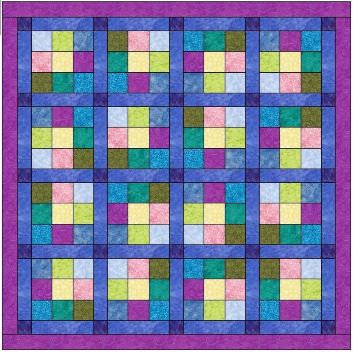 Nine Patch Quilt Block Pattern Download - Etsy