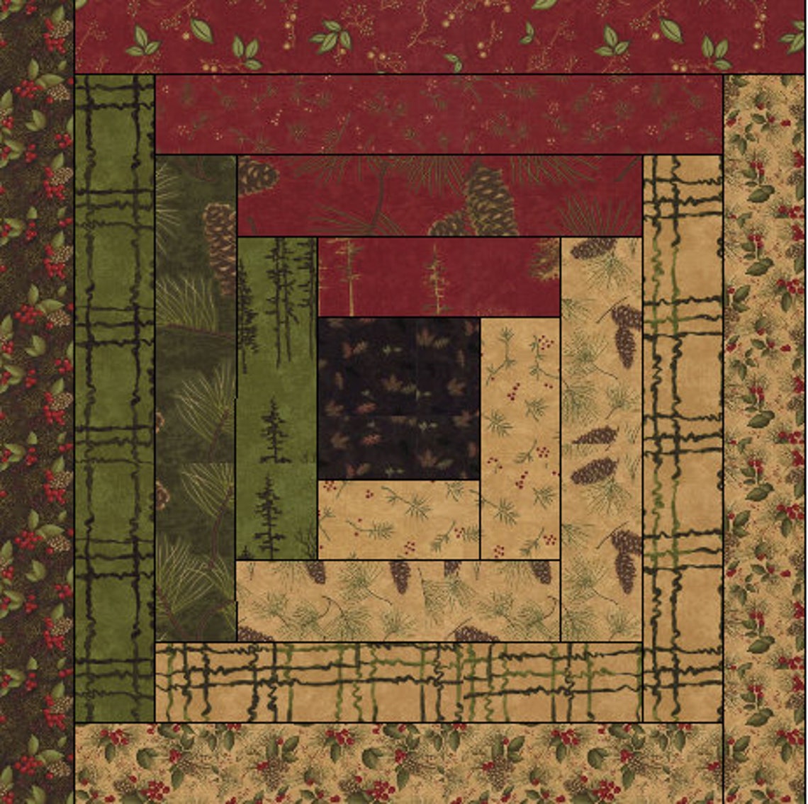 Traditional Log Cabin Quilt Block Pattern Download - Etsy