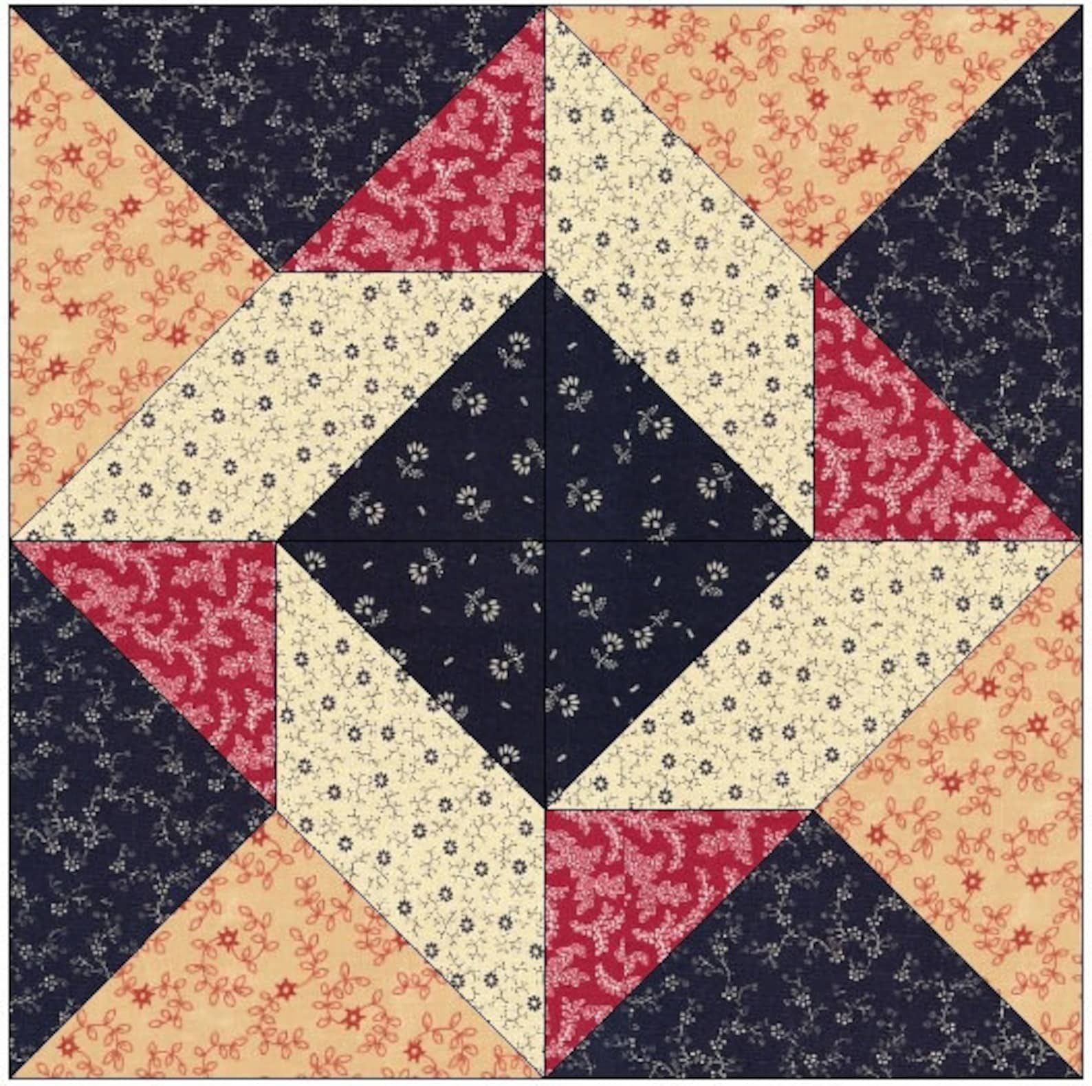 Around the Square Quilt Block Pattern Download - Etsy