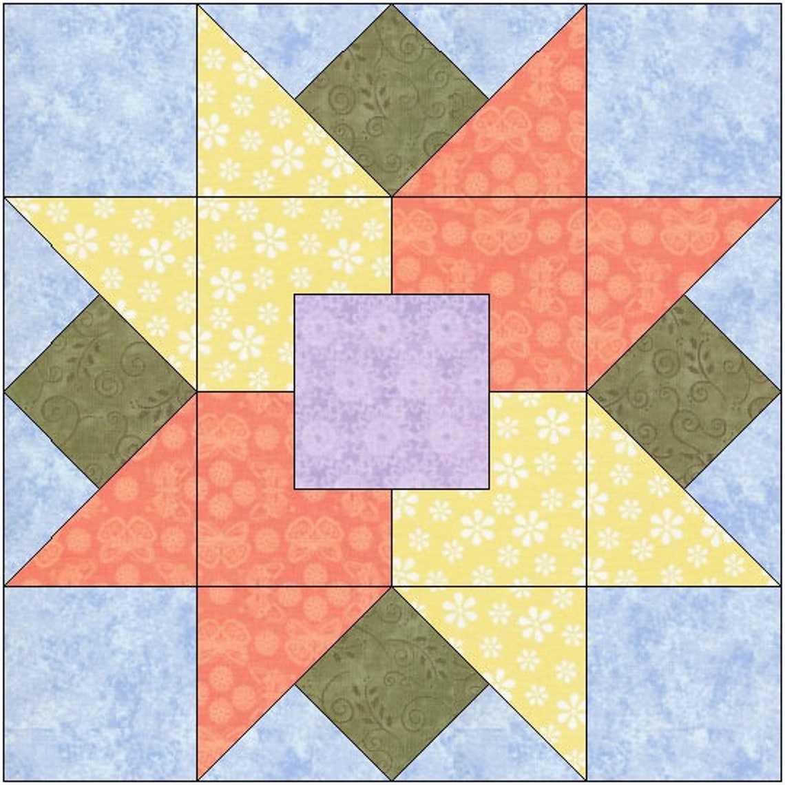 Tulips All Around Quilt Block Pattern Download - Etsy