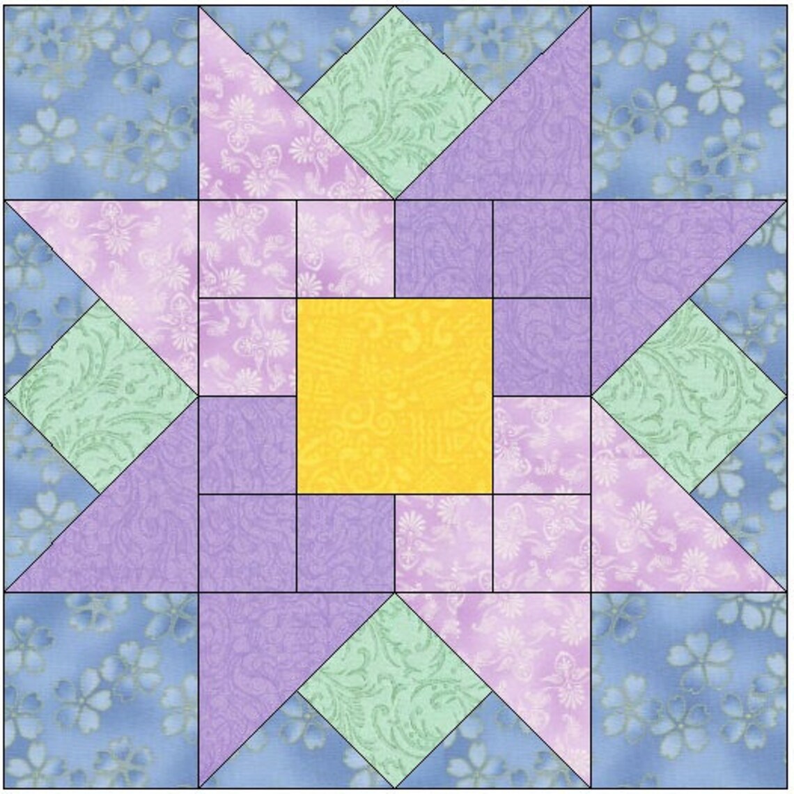 Tulips All Around Quilt Block Pattern Download - Etsy