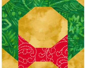 Digital PDF Quilt Block Patternchristmas Wreath Quilt Block Pattern ...