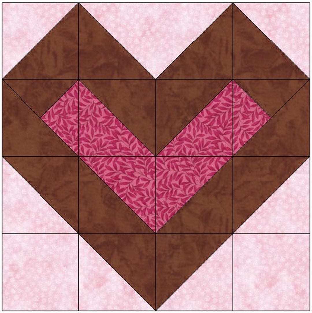 Filled Heart Quilt Block Pattern Download - Etsy