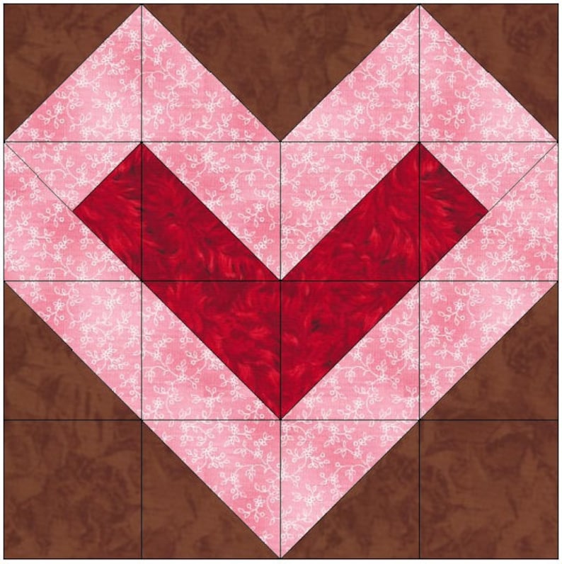 Filled Heart Quilt Block Pattern Download - Etsy