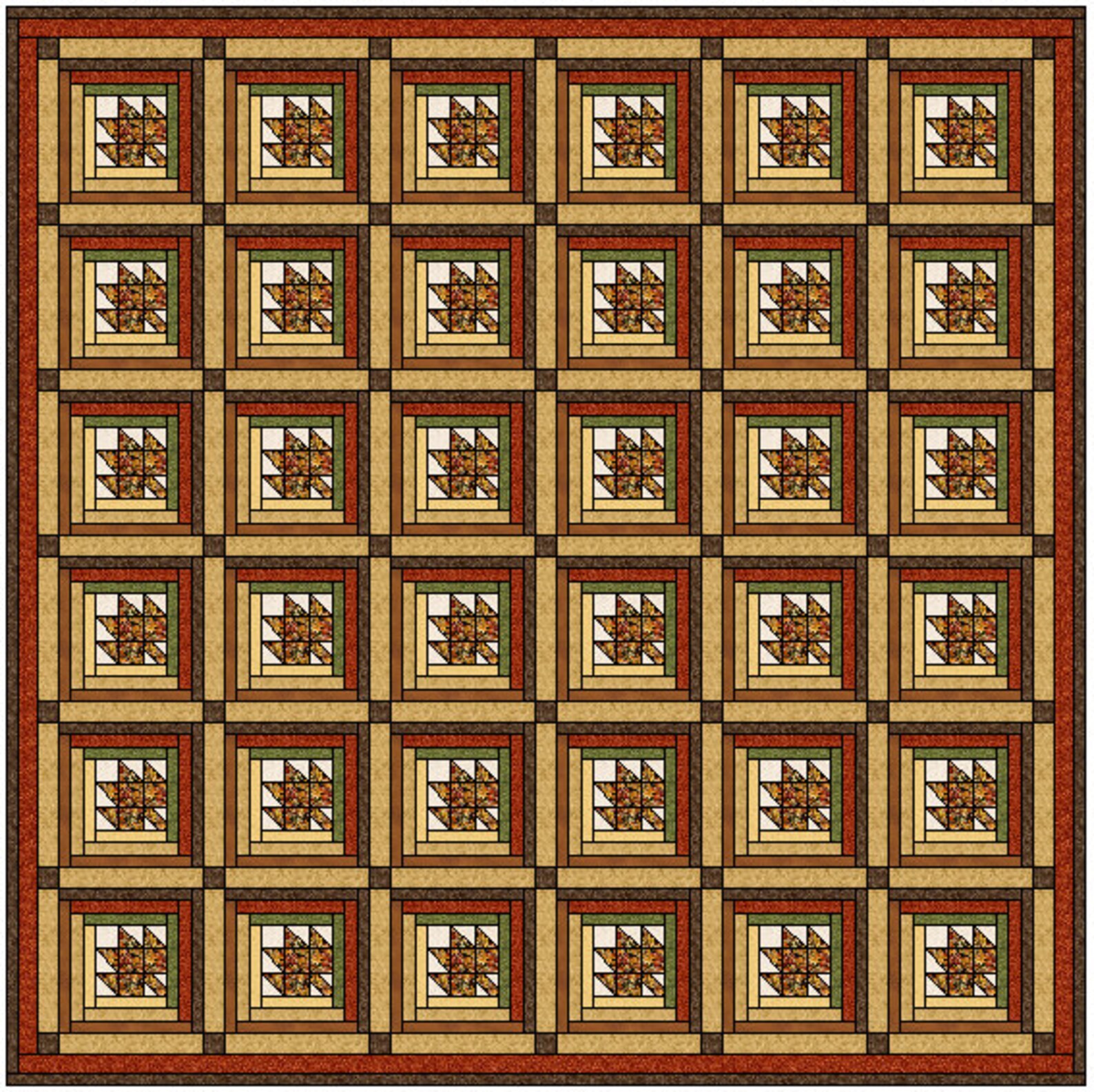 Maple Leaf Log Cabin Quilt Block Pattern Download - Etsy