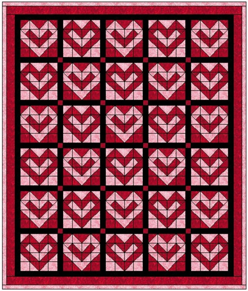 Filled Heart Quilt Block Pattern Download | Etsy