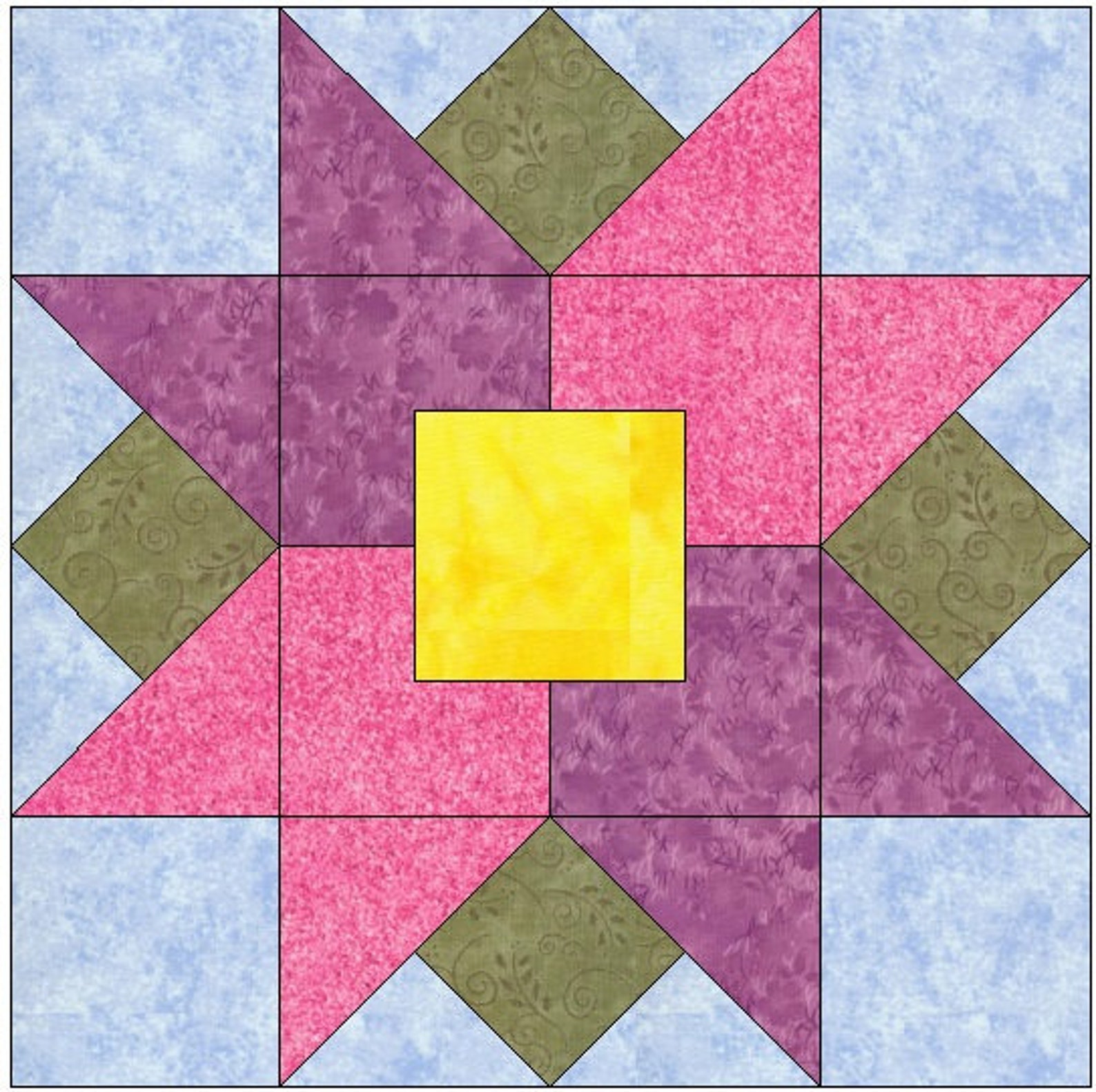 Tulips All Around Quilt Block Pattern Download - Etsy