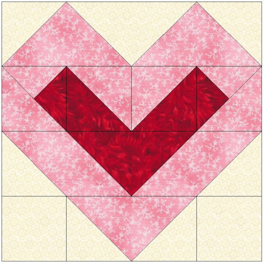 Filled Heart Quilt Block Pattern Download - Etsy