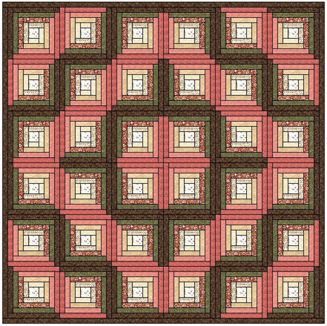 Traditional Log Cabin Quilt Block Pattern Download - Etsy