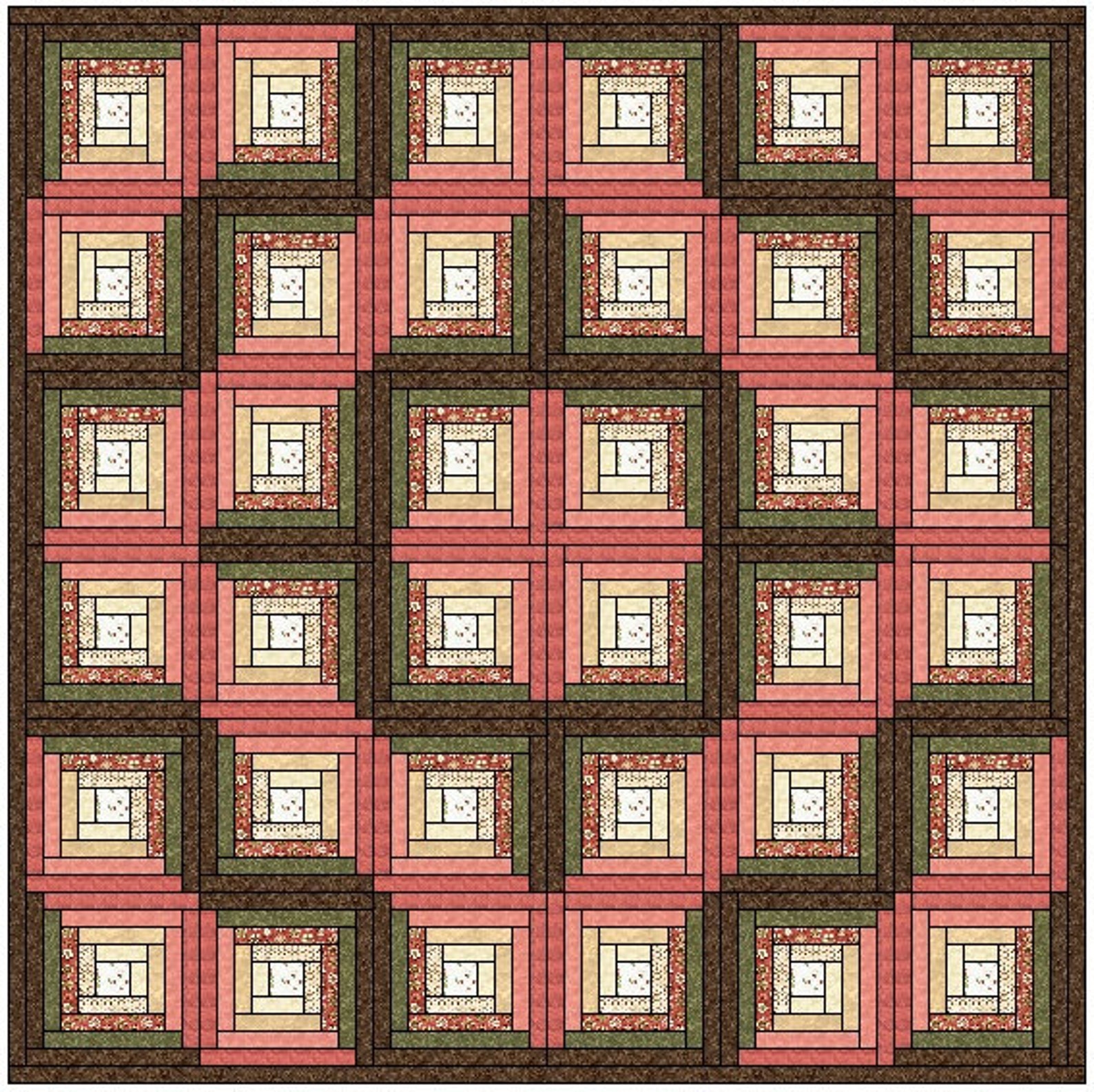 Traditional Log Cabin Quilt Block Pattern Download - Etsy