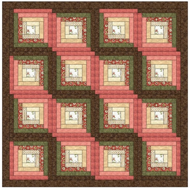 Traditional Log Cabin Quilt Block Pattern Download - Etsy