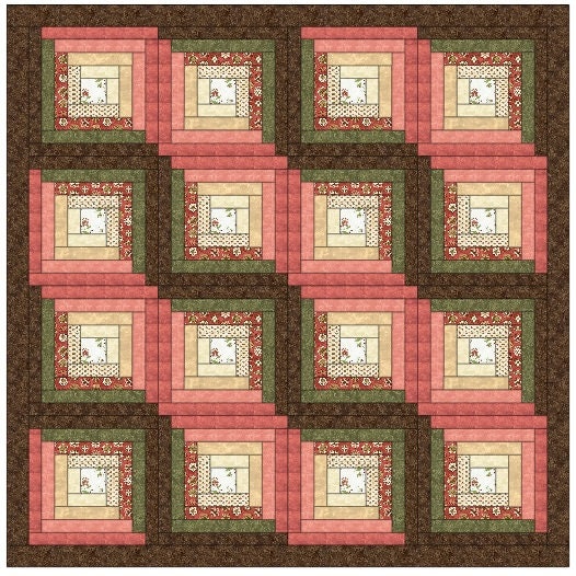 Traditional Log Cabin Quilt Block Pattern Download - Etsy
