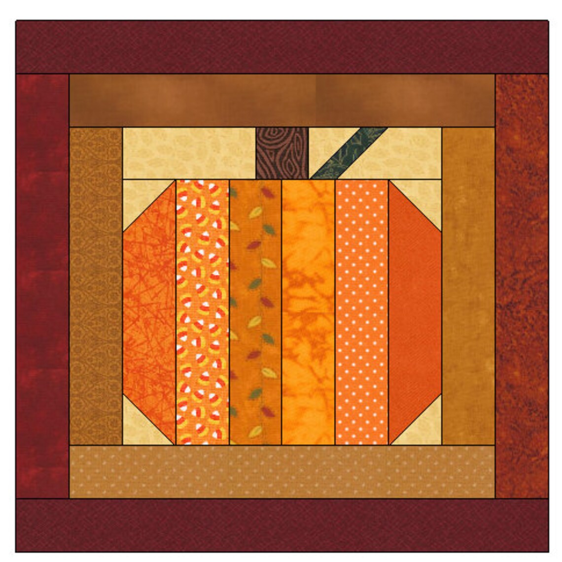 Pumpkin Strips Quilt Block Pattern Download - Etsy