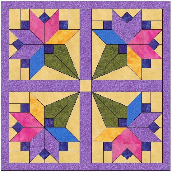 Floral Bouquet Quilt Block Pattern Download - Etsy