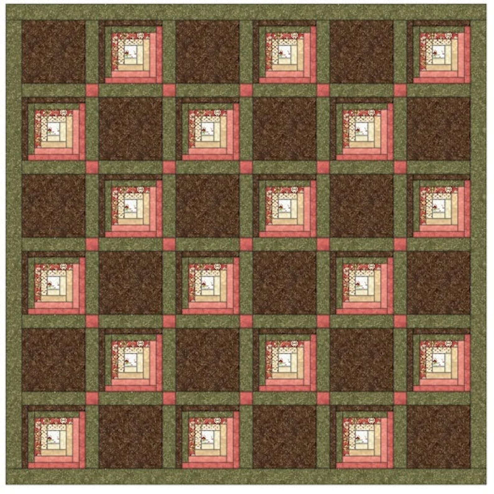 Traditional Log Cabin Quilt Block Pattern Download - Etsy