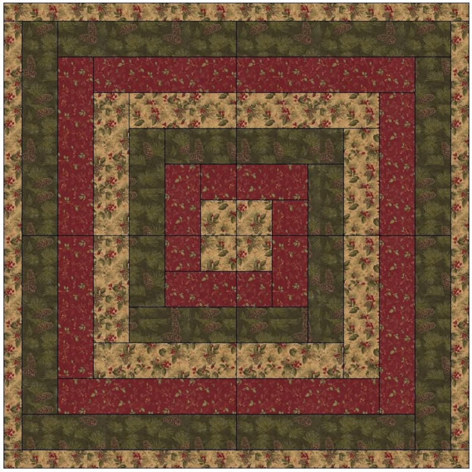 Modified Log Cabin Quilt Block Pattern Download - Etsy