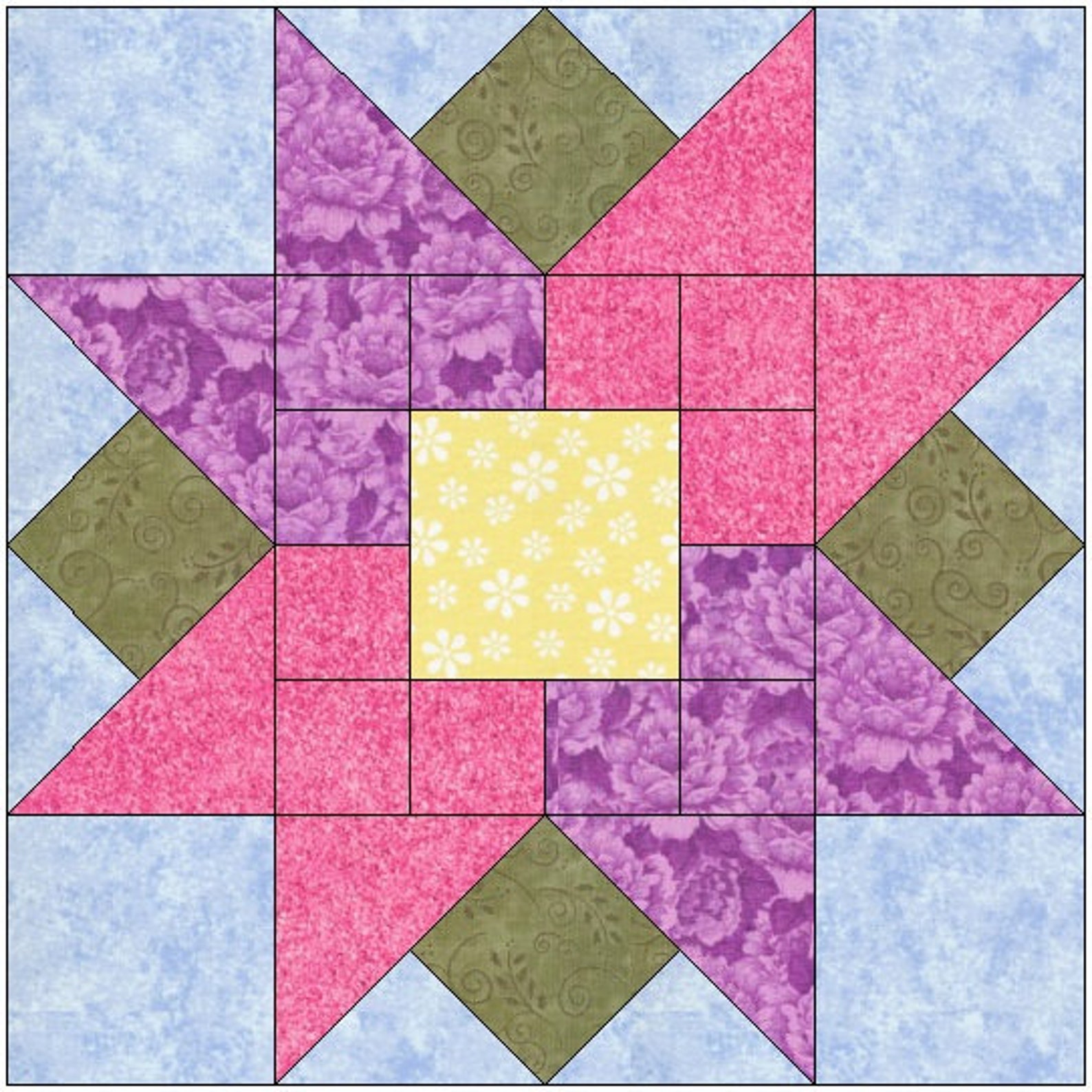 Tulips All Around Quilt Block Pattern Download - Etsy