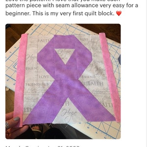 Pink Ribbon Quilt Block Pattern Download - Etsy