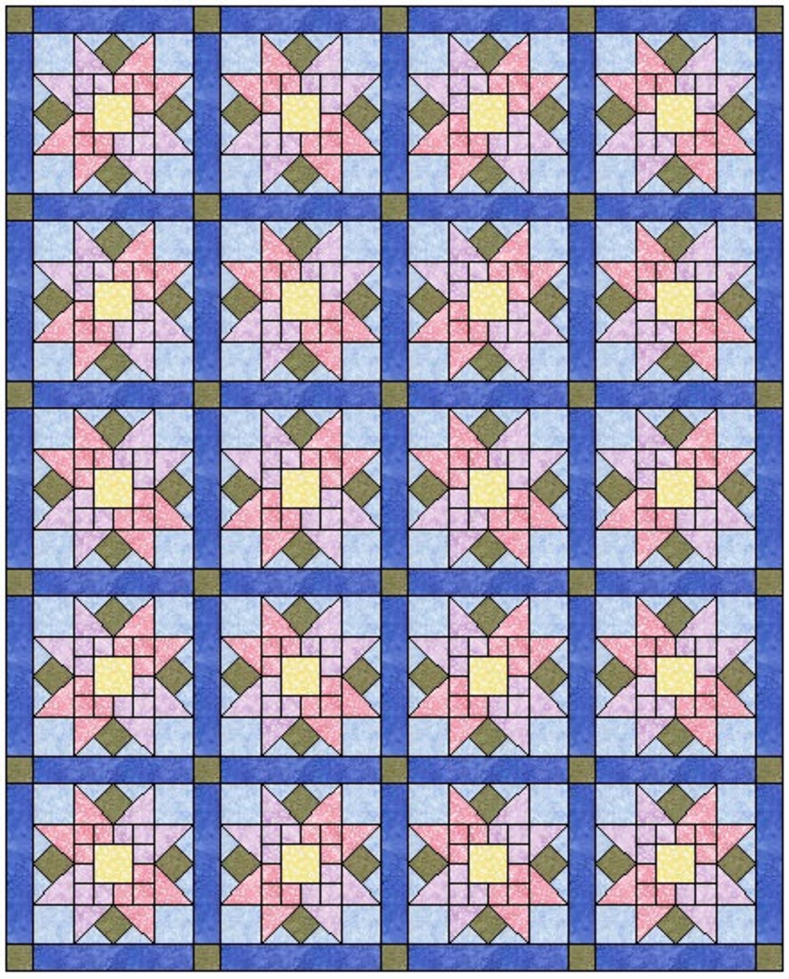 Tulips All Around Quilt Block Pattern Download - Etsy