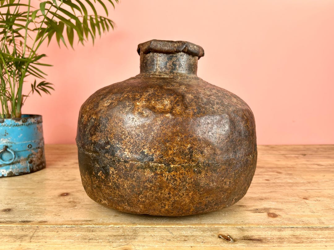 Vintage Indian Iron Water Pot - Etsy UK
