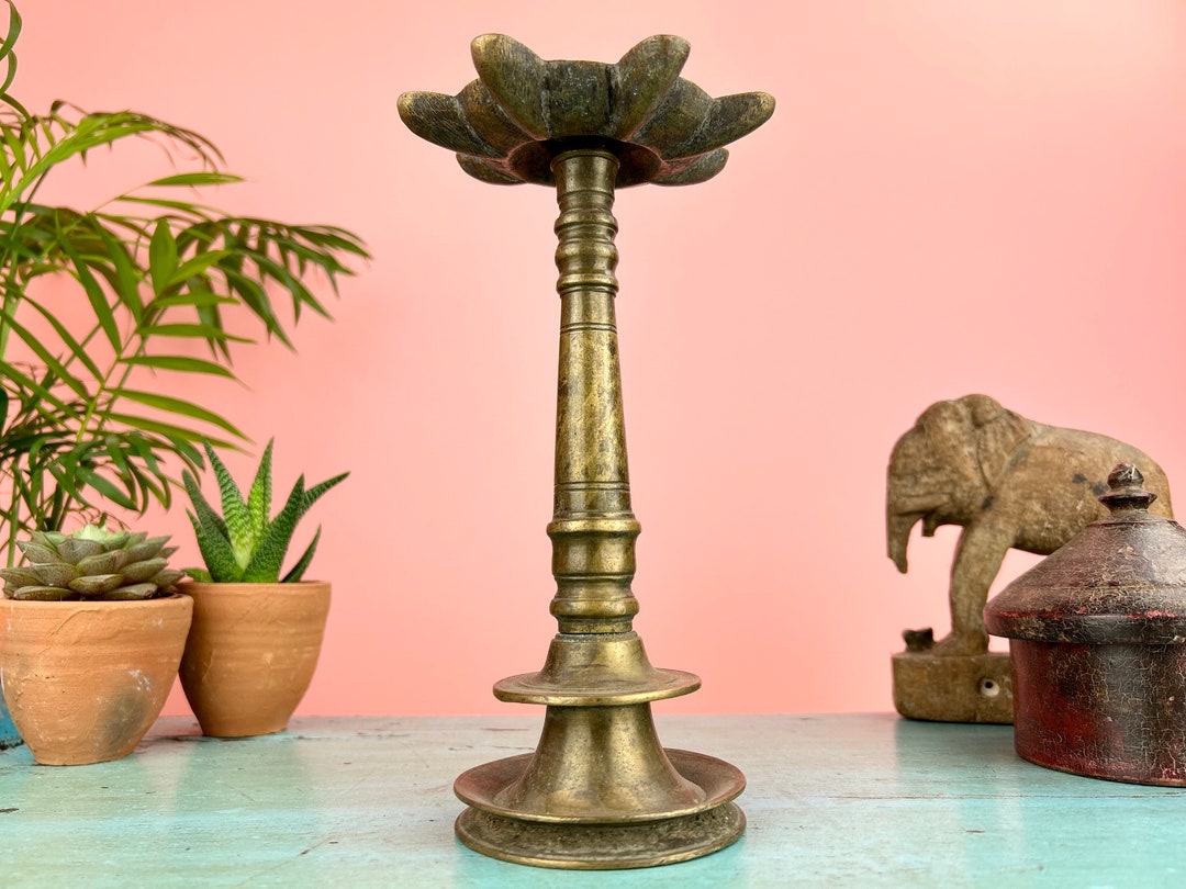 Antique Indian Brass Temple Lamp - Etsy UK