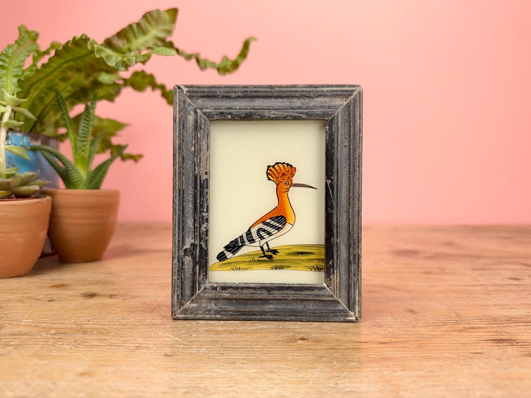 Vintage Indian Reverse Glass Painting of a Hoopoe Bird - Etsy