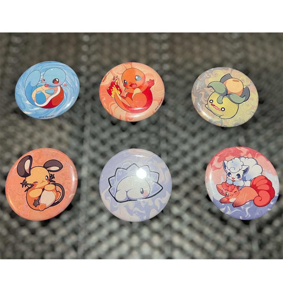 Pokémon Fan Art Magnets – Solid Color & Watercolor Background Options ...