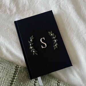 Custom Hand Embroidered Journal - Hand Bound Journal - Woodland Floral ...