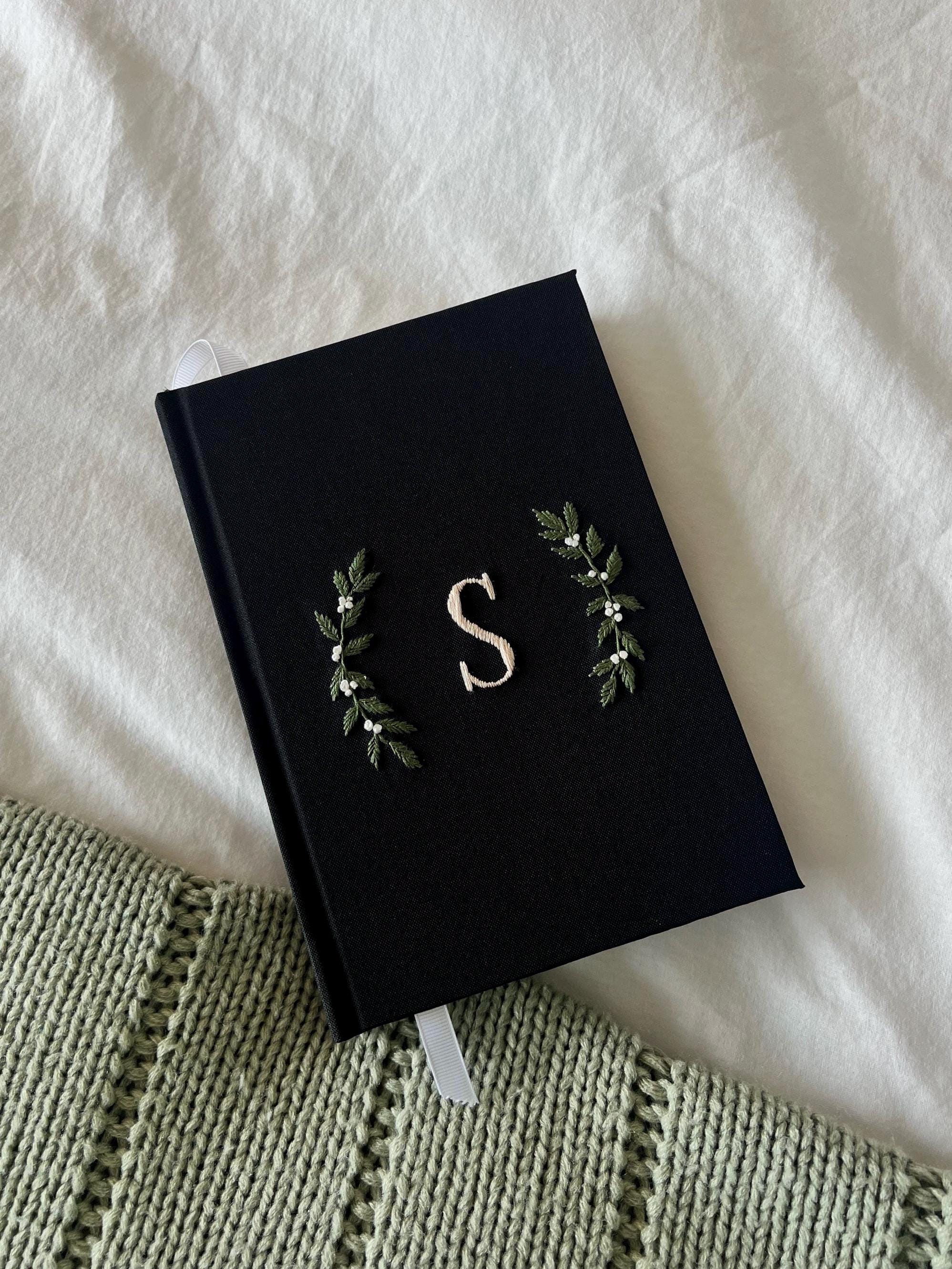 Custom Hand Embroidered Journal - Hand Bound Journal - Woodland Floral ...