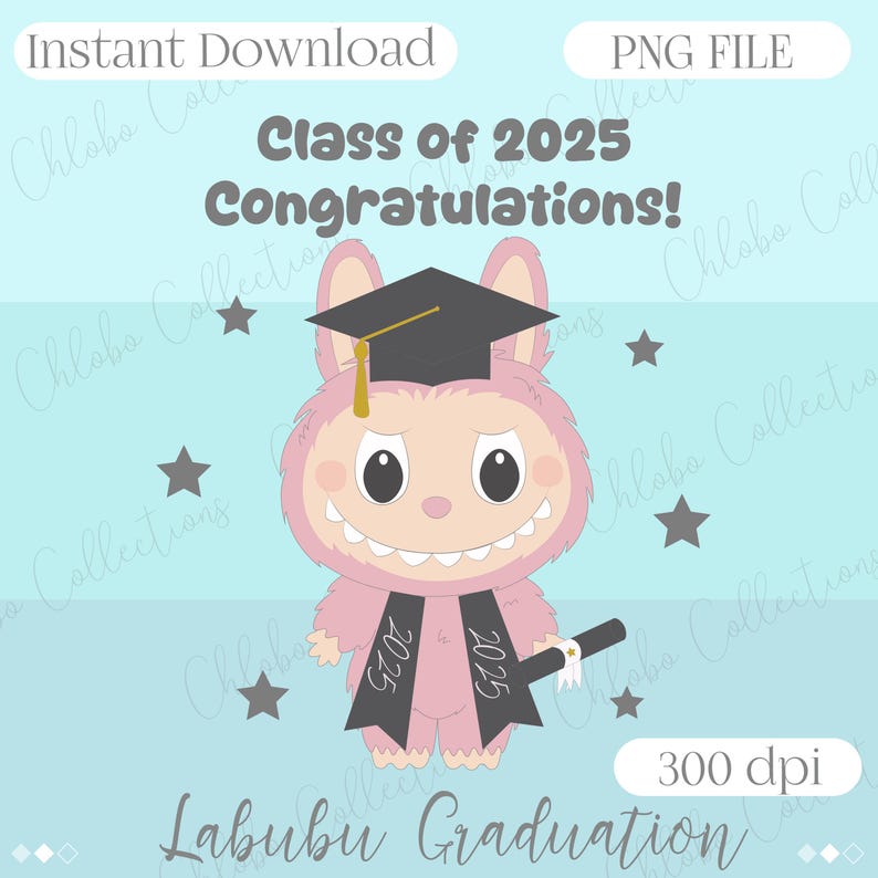 Graduation PNG, Last Day of School Png, Labubu PNG File, Labubu Digital ...