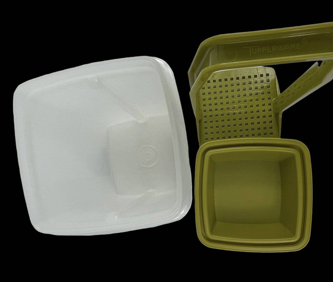 Vintage TUPPERWARE Pick a Deli PICKLE Keeper Container #1330 Avocado ...
